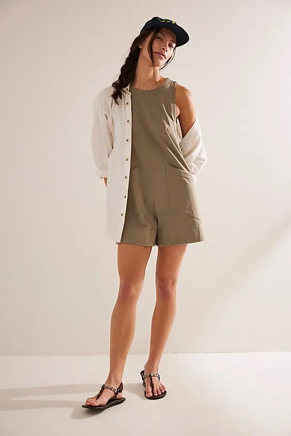 Free People Elliot Romper - Laurel Oak | Editorialist